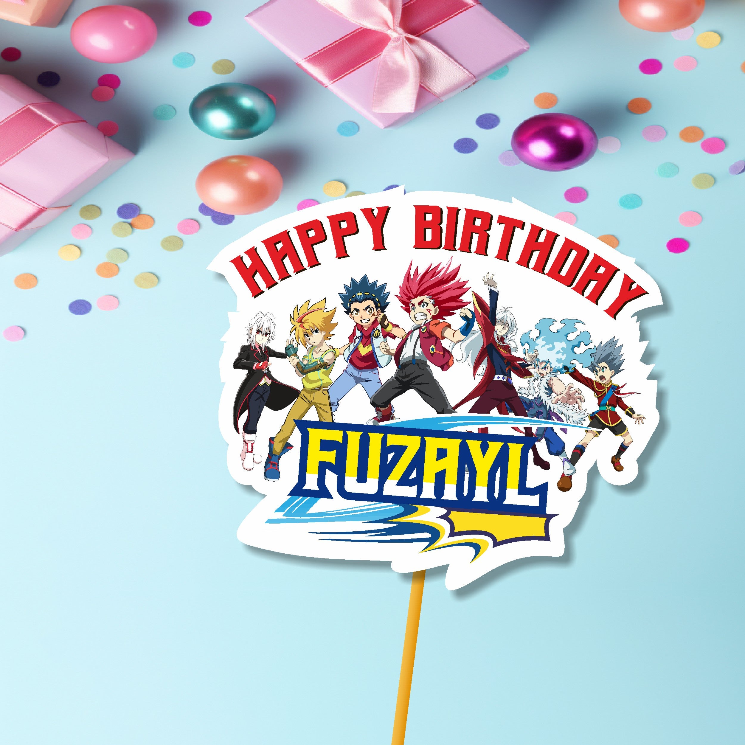 Beyblade Theme Personalized Cake topper – Blu Party