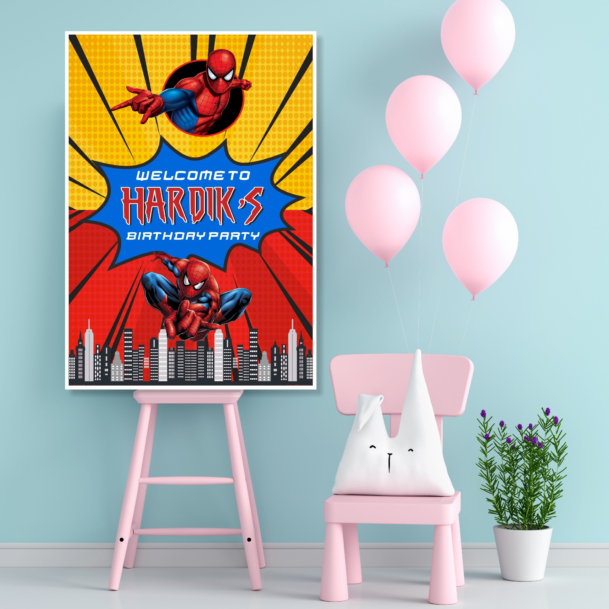 Spiderman Theme Customized Welcome Board – Blu Party