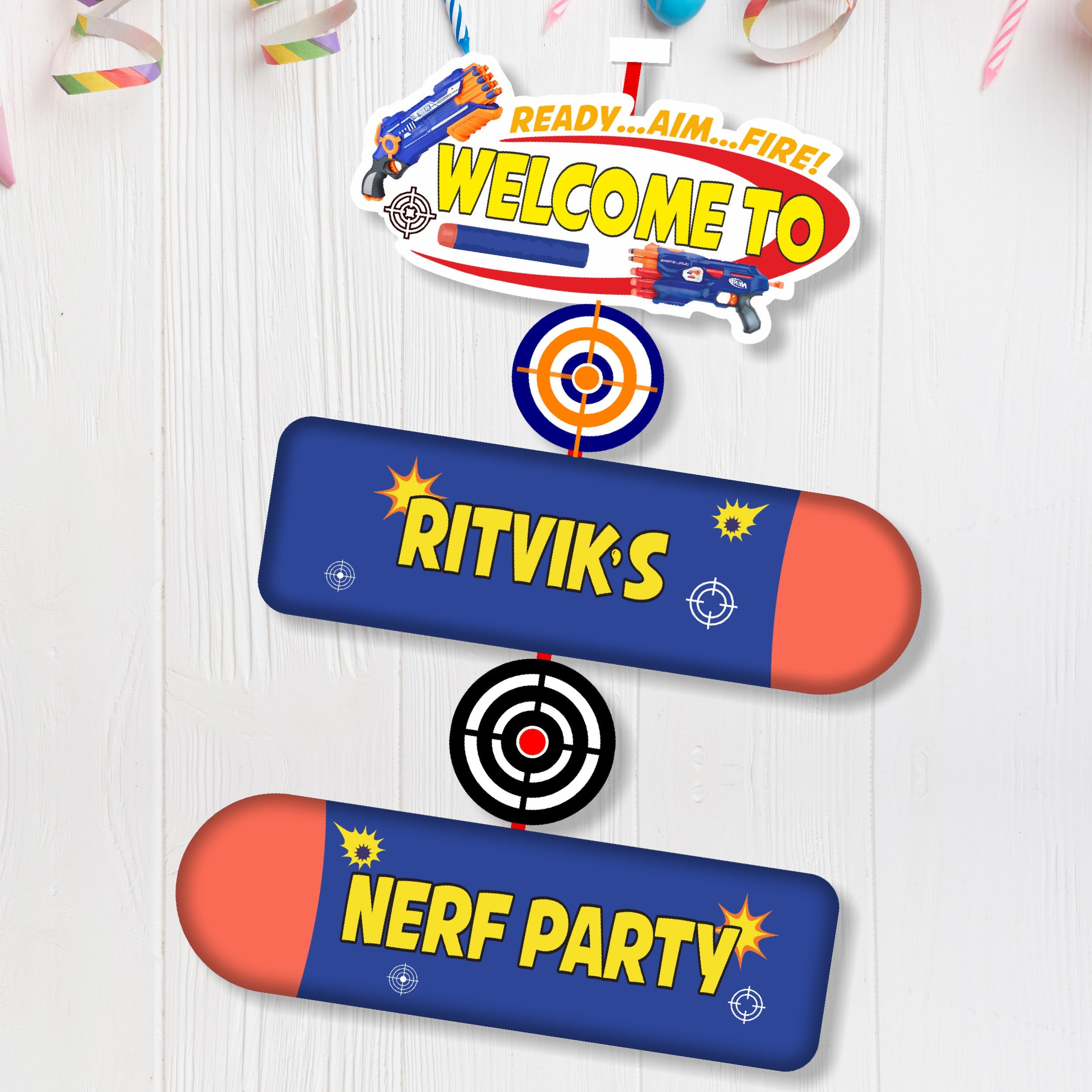 Nerf Gun Theme Personalized Door Poster – Blu Party