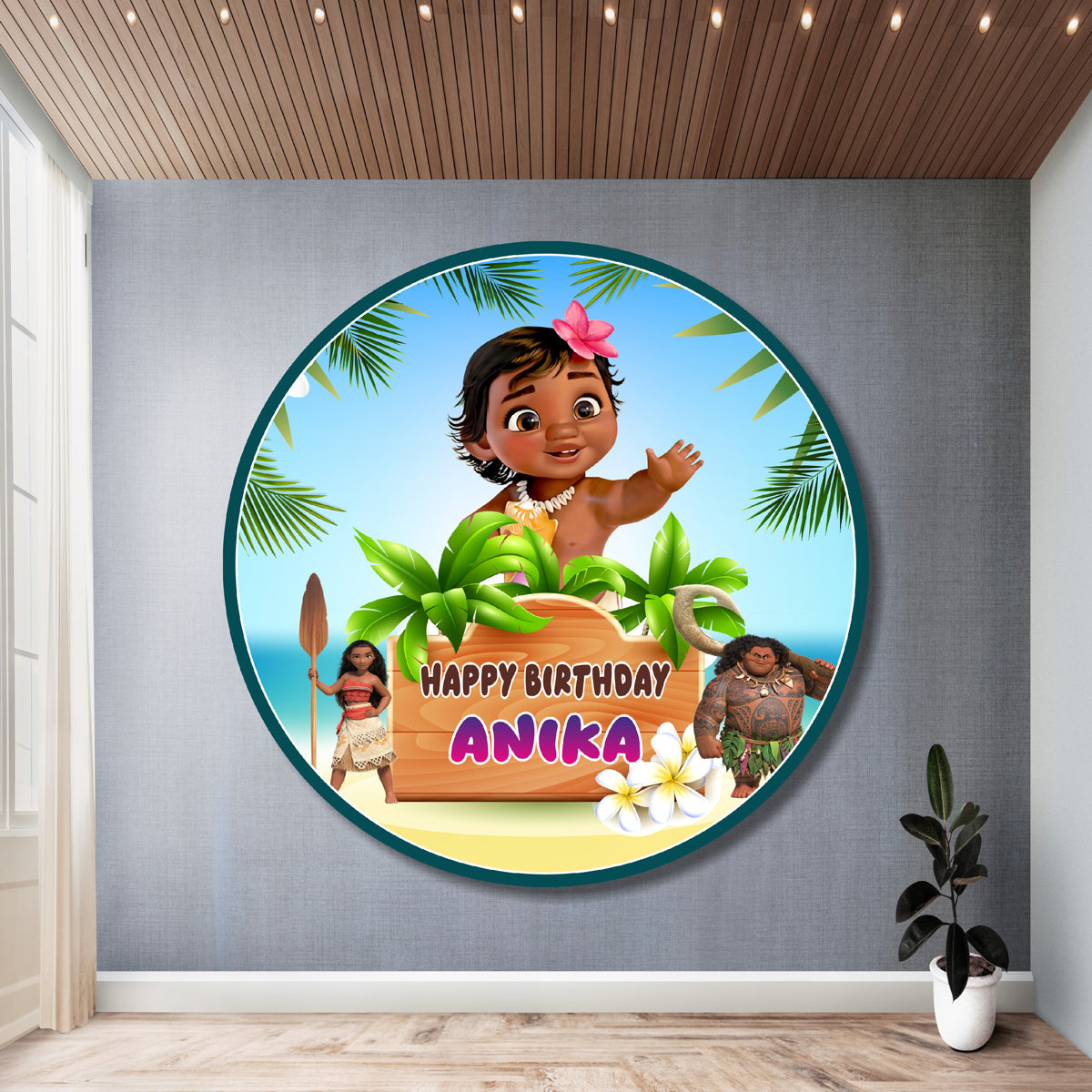 Moana Theme Customized Round Backdrop – Blu Party