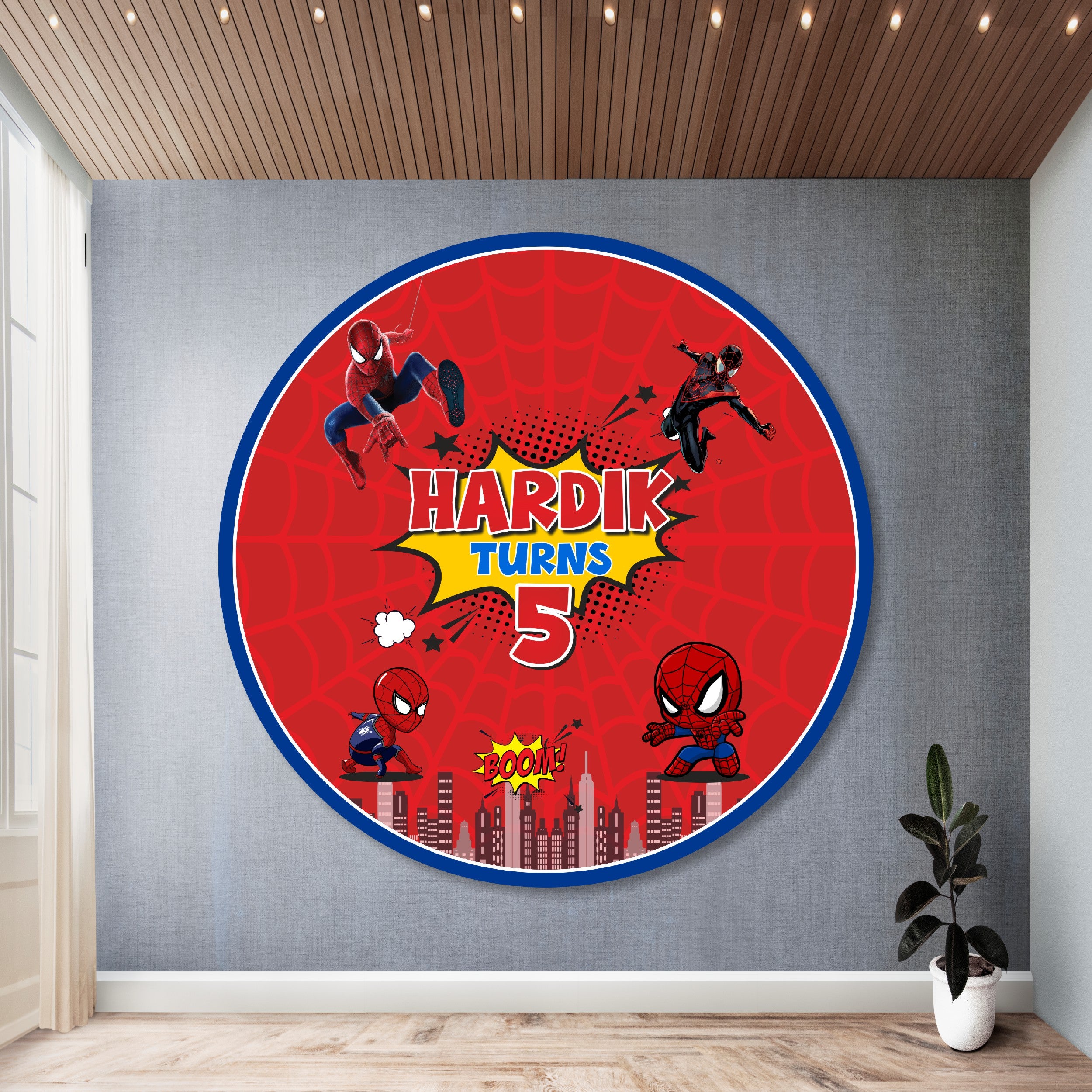 Spiderman Theme Customized Round Backdrop – Blu Party