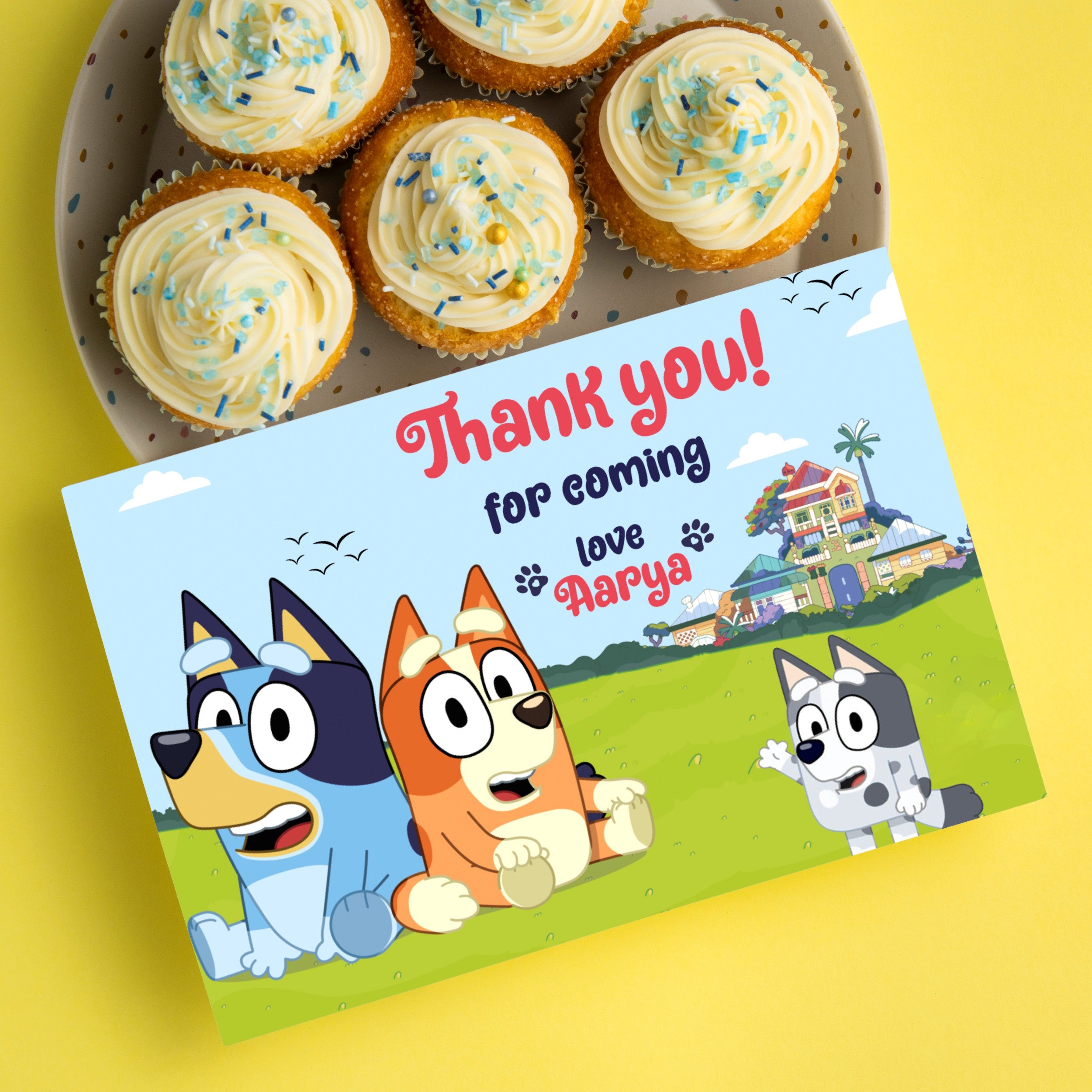 Bluey Theme Thank You Cards – Blu Party