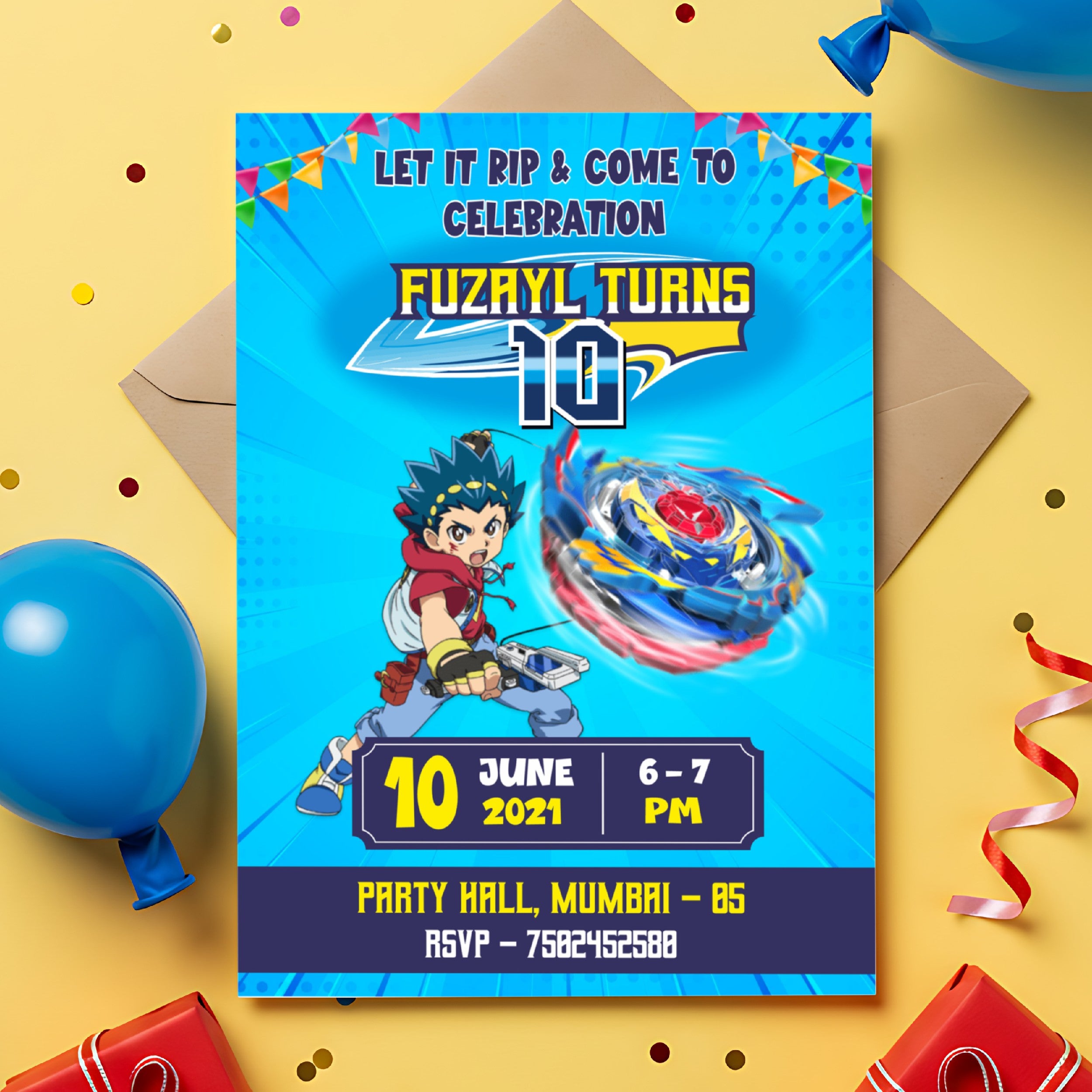 Beyblade Theme Invite – Blu Party