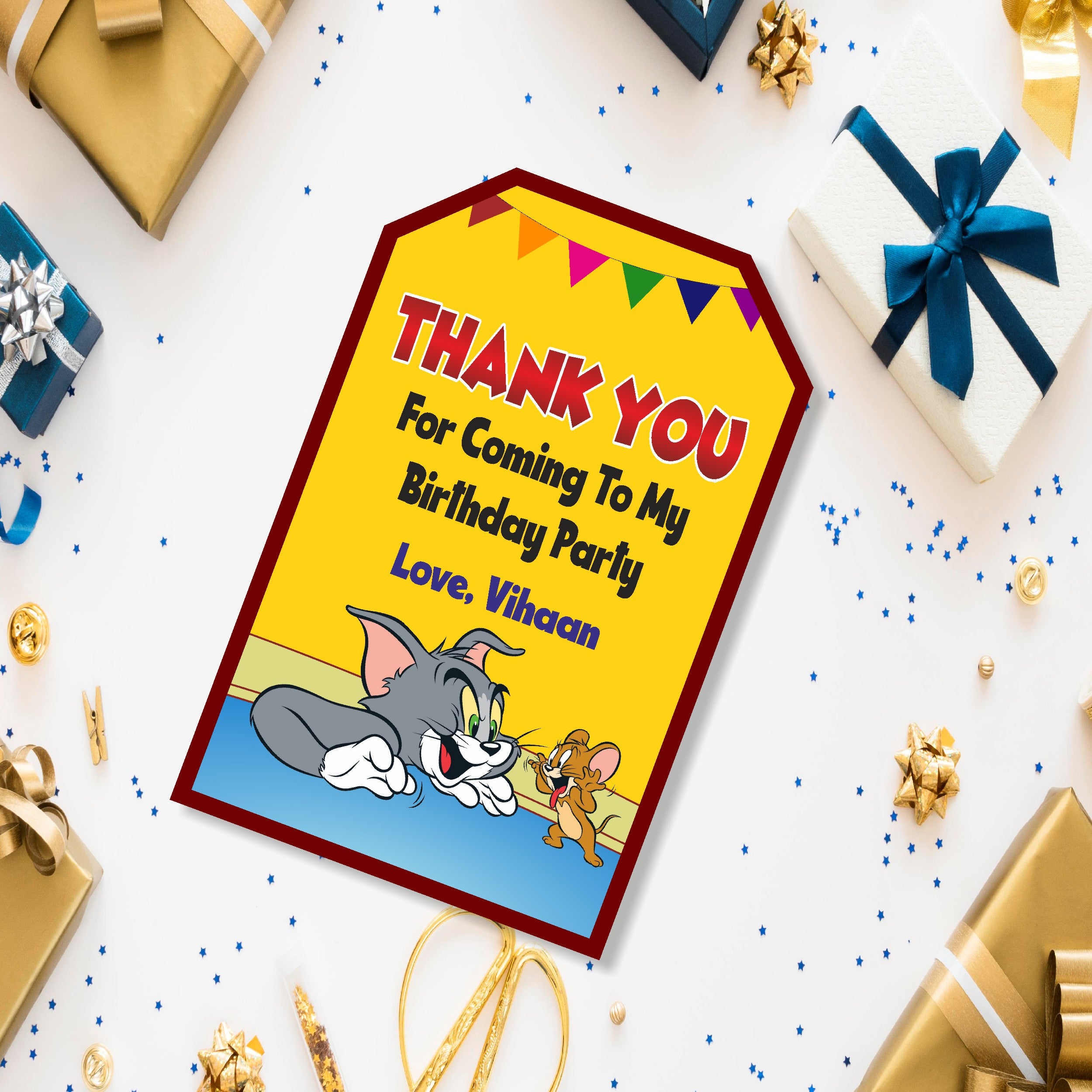 Tom & Jerry Theme Thank You Tag – Blu Party