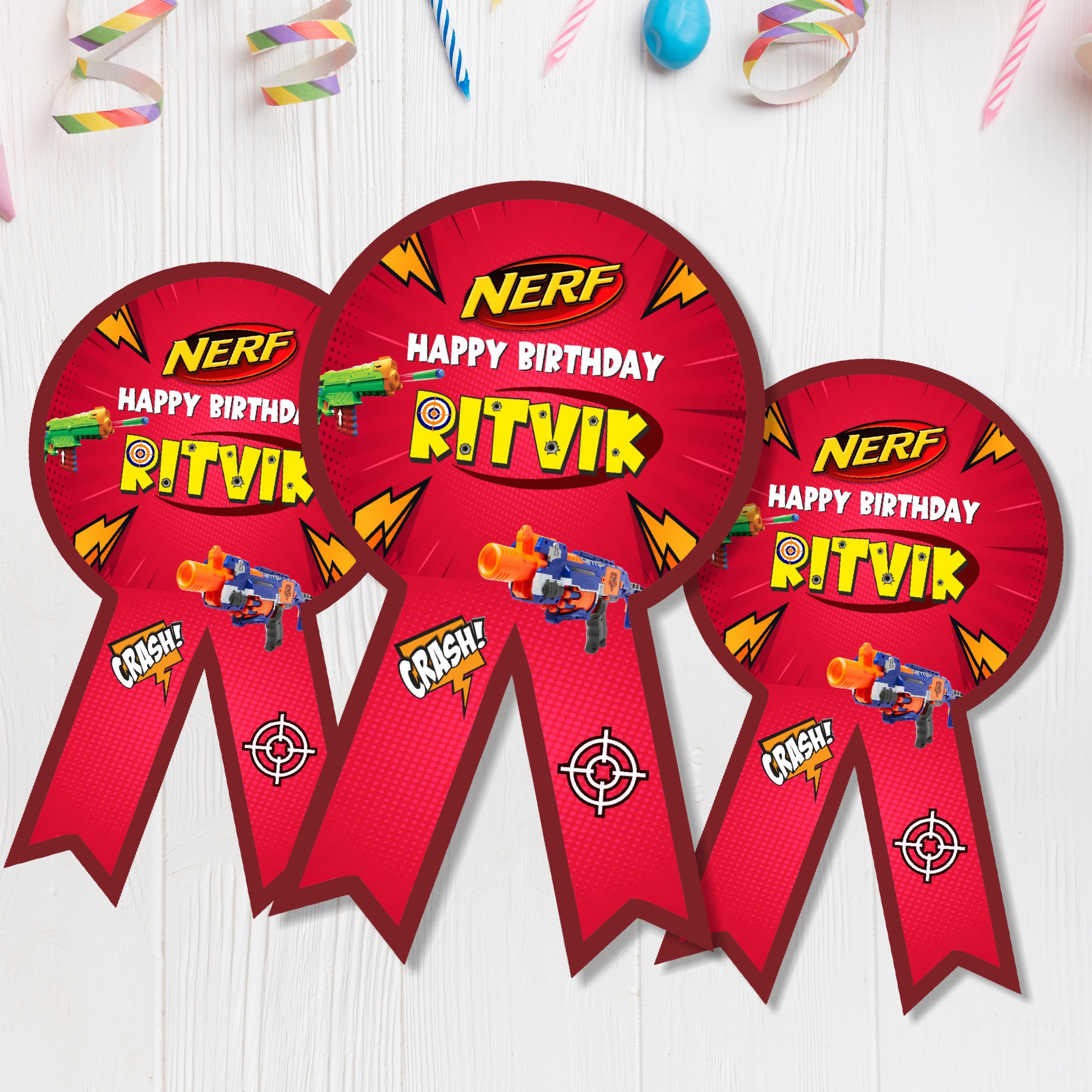 Nerf Gun Theme Badge – Blu Party