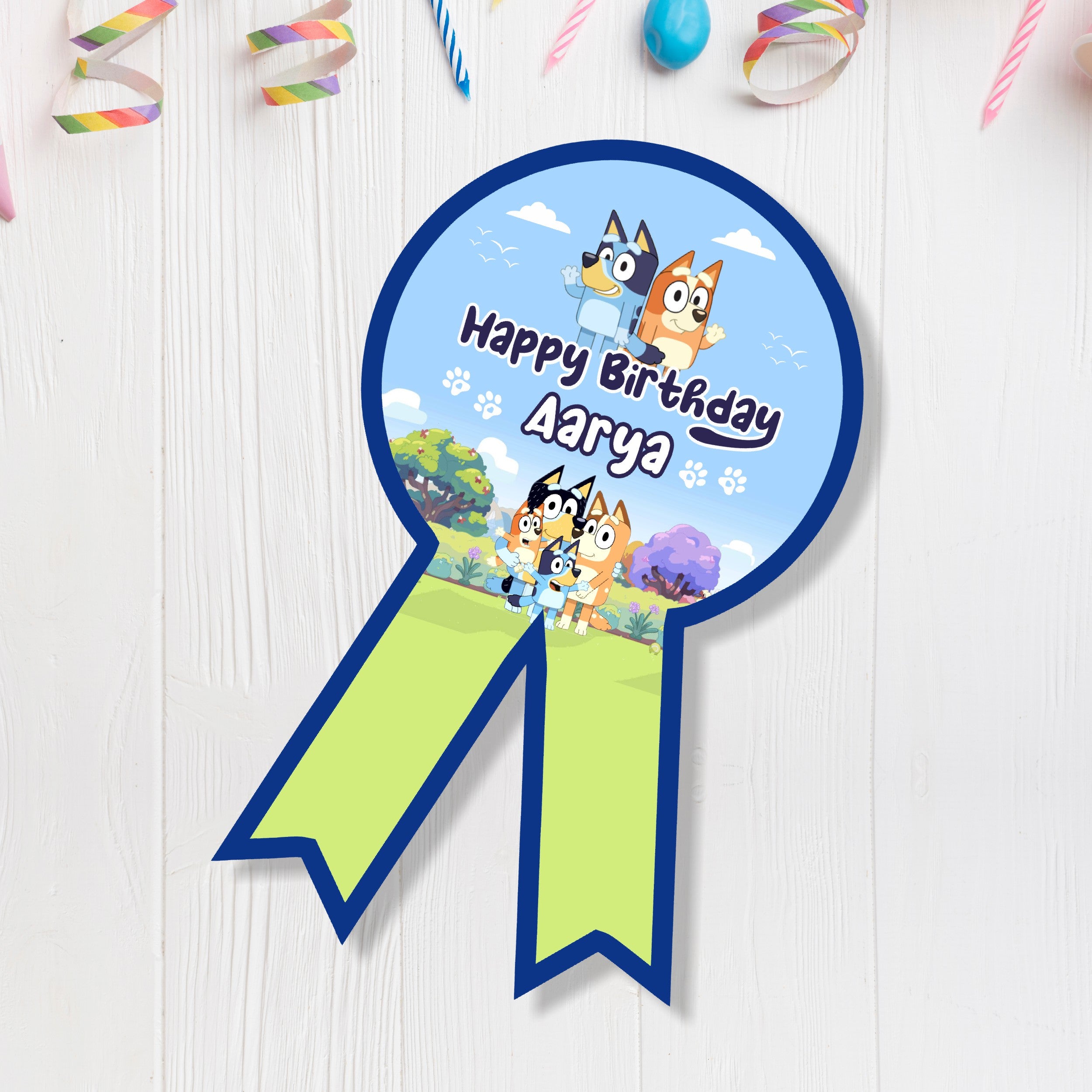 Bluey Theme Badge – Blu Party